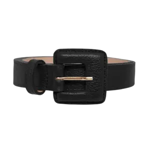 BELTBE Mini Square Narrow Leather Belt - Black