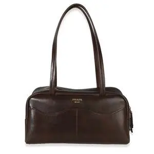 Prada Antiqued Calfskin Carry Shoulder Bag
