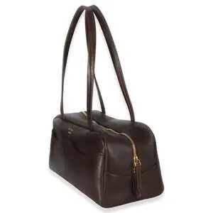 Prada Antiqued Calfskin Carry Shoulder Bag - Brown