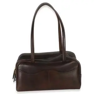Prada Antiqued Calfskin Carry Shoulder Bag - Brown