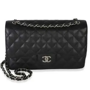CHANEL Chanel Quilted Caviar Jumbo Double Flap Bag
