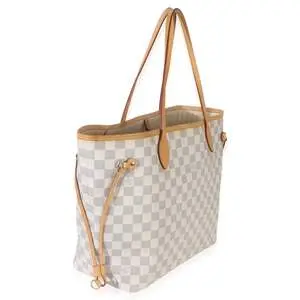 LOUIS VUITTON Damier Azur Canvas Neverfull Mm Tote Bag - Beige