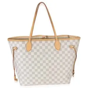 LOUIS VUITTON Damier Azur Canvas Neverfull Mm Tote Bag - Beige