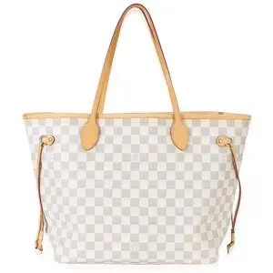 LOUIS VUITTON Damier Azur Canvas Neverfull Mm Tote Bag - Beige