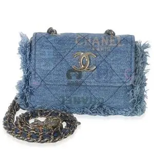 CHANEL Chanel Quilted Denim Clutch With Chain