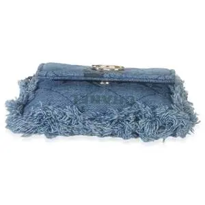 Chanel Quilted Denim Clutch With Chain - Blue