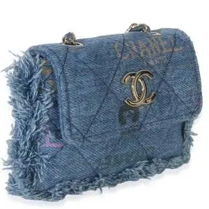 Chanel Quilted Denim Clutch With Chain - Blue