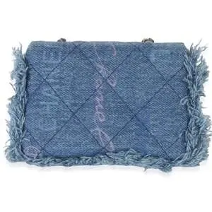 Chanel Quilted Denim Clutch With Chain - Blue