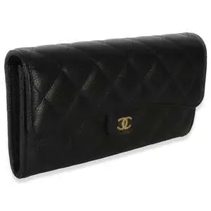 Chanel Quilted Caviar Large Gusset Flap Wallet