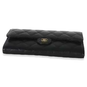 Chanel Quilted Caviar Large Gusset Flap Wallet