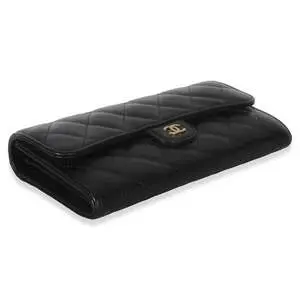 Chanel Quilted Caviar Large Gusset Flap Wallet