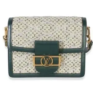 LOUIS VUITTON Green Quilted Denim Printed Monogram Dauphine Bag - Neutral