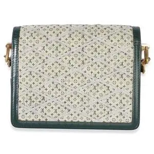 LOUIS VUITTON Green Quilted Denim Printed Monogram Dauphine Bag