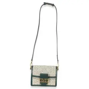 LOUIS VUITTON Green Quilted Denim Printed Monogram Dauphine Bag