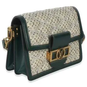 LOUIS VUITTON Green Quilted Denim Printed Monogram Dauphine Bag - Neutral