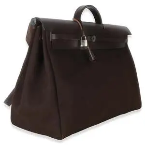 Hermès Herbag Zip Cabine Bag In Toile Officier And Vache Hunter - Brown