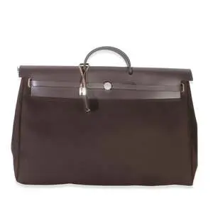 Hermès Hermès Herbag Zip Cabine Bag In Toile Officier And Vache Hunter Brown