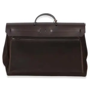 Hermès Herbag Zip Cabine Bag In Toile Officier And Vache Hunter - Brown