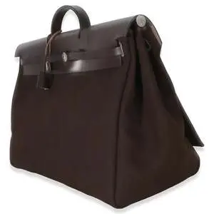 Hermès Herbag Zip Cabine Bag In Toile Officier And Vache Hunter - Brown