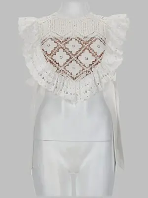 SELF-PORTRAIT Cropped Crochet Top With Lace Inserts