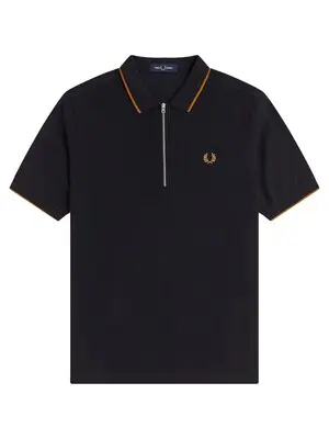 Fred Perry Polo Con Zip E Logo - Black