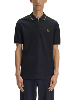 Fred Perry Polo Con Zip E Logo - Black