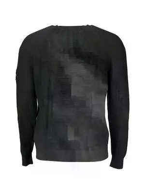 Calvin Klein Waffle Knit Logo Patch Sweater - Black