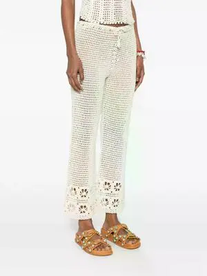 TERRY PUESTO Crochet Knit Floral Lace Trousers