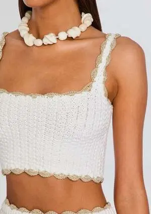 Retrofete Mesha Crochet Top - White/gold