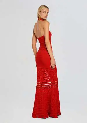 Retrofete Peggie Crochet Maxi Dress - Metallic Geranium