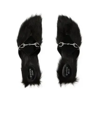 Gucci Horsebit Thong Sandals With Wool Lining