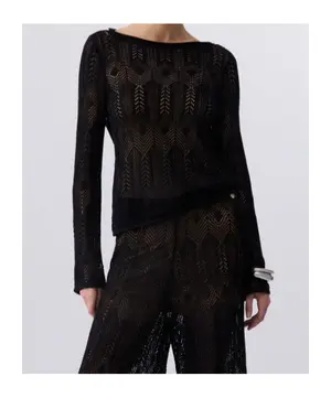 Liu Jo Openwork Crew-neck Sweater - Black