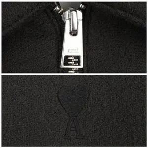 AMI Paris Logo Embroidered Zip-up Jacket