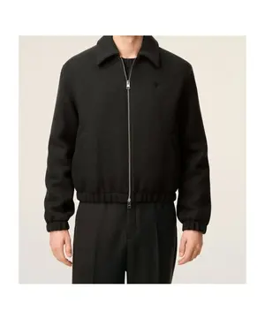AMI Paris Logo Embroidered Zip-up Jacket