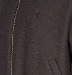 AMI Paris Logo Embroidered Zip-up Jacket