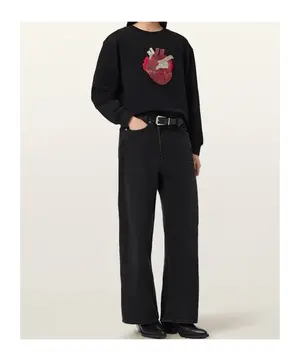 ALLSAINTS Andrea Embellished Heart Crewneck Sweatshirt