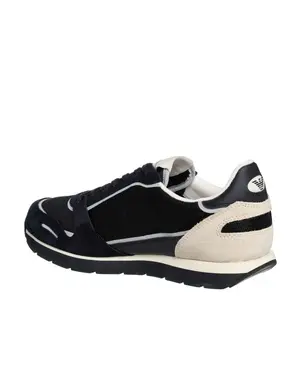 Emporio Armani Logo-patch Paneled Lace-up Sneakers - Black