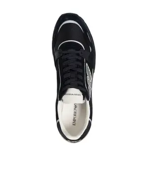 Emporio Armani Logo-patch Paneled Lace-up Sneakers - Black