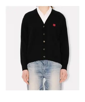 Kenzo Boke Flower Embroidered Merino Wool Cardigan