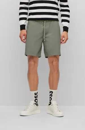 Hugo Boss Logo Patch Cotton Drawstring Shorts