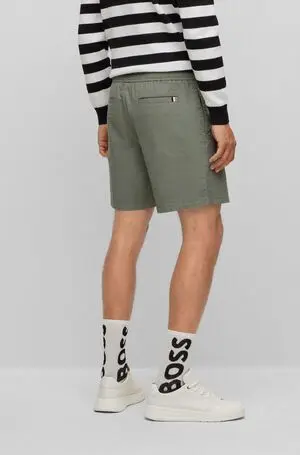 Hugo Boss Logo Patch Cotton Drawstring Shorts