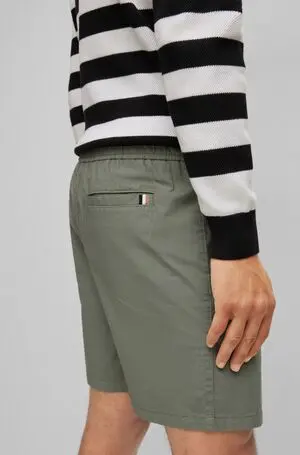 Hugo Boss Logo Patch Cotton Drawstring Shorts