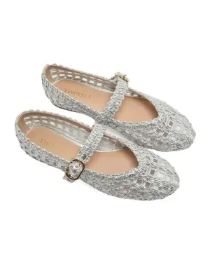 TWINSET Woven Ballet Flats With Buckle Strap