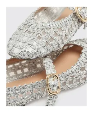TWINSET Woven Ballet Flats With Buckle Strap