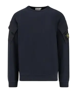 Stone Island Logo Patch Crewneck Sweatshirt - Blue