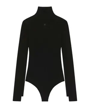COURREGES Rib-knit Mock Neck Jumpsuit