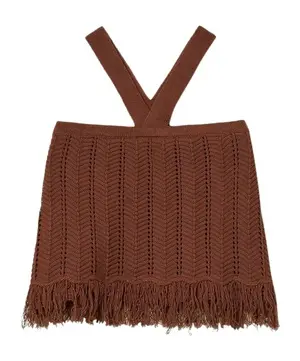 TWINSET Knitted Halter Neck Top With Fringed Hem