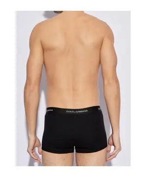 Dolce & Gabbana Dolce Gabbana Logo Waistband Pack Of Two Boxers - Black