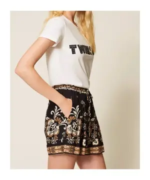 TWINSET Printed Silk Scarf-inspired Shorts