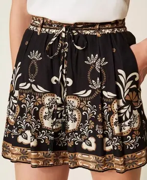 TWINSET Printed Silk Scarf-inspired Shorts